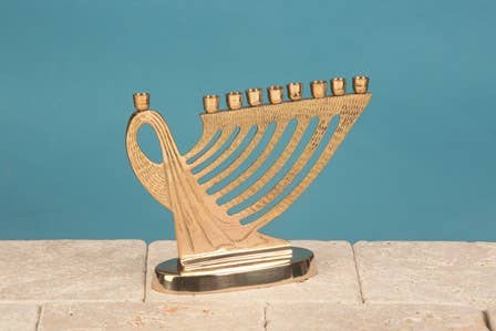 Brass Harp Design Menorah – Castle Brooks Spiritual Supply